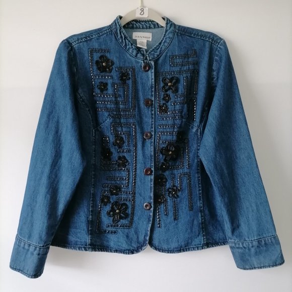 Hannah | Jackets & Coats | Hannah Womens Blue Embellished Sparkle Denim ...